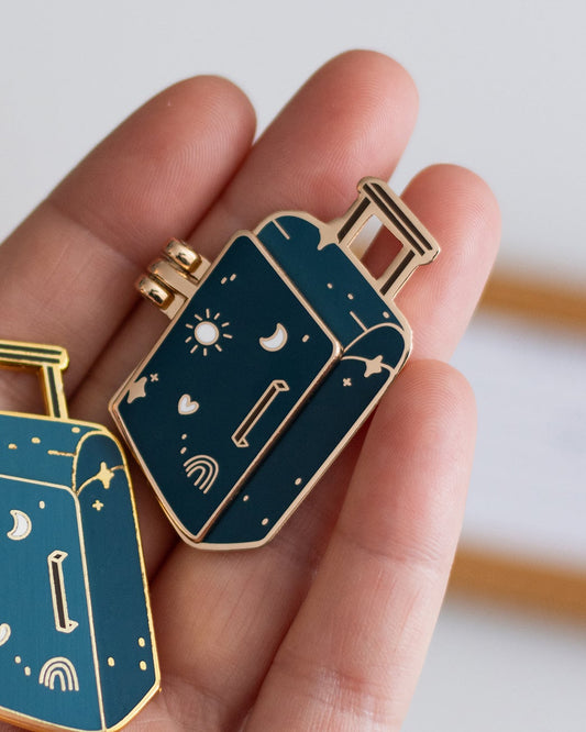 Traveler Suitcase Interactive Enamel Pin – occasionalish
